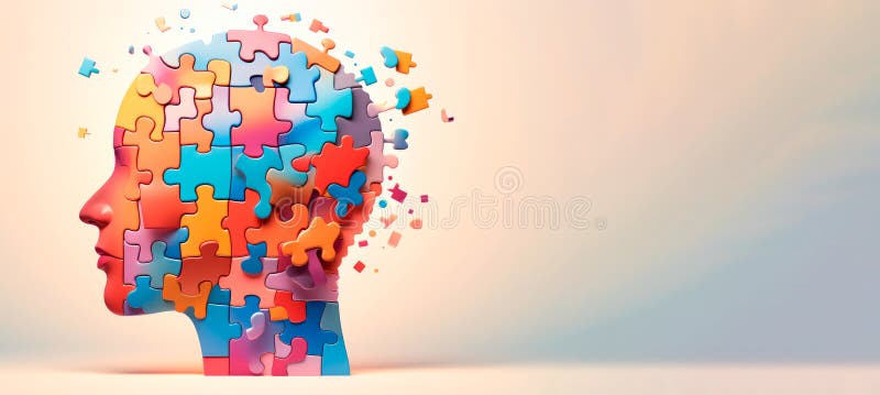 Header with Connecting Jigsaw Puzzle Pieces with Copy Space. Stock ...