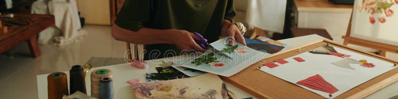 Designer Making Collage from Pictures Stock Image - Image of website ...