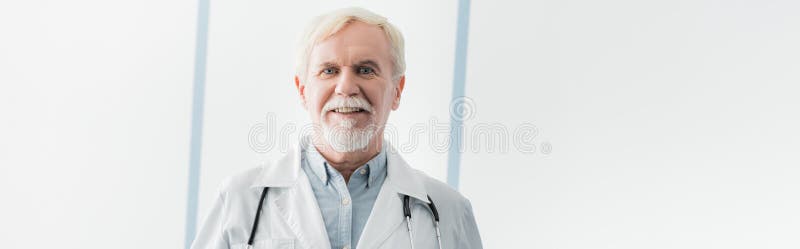 Header of Elderly Doctor in White Stock Photo - Image of smiling ...