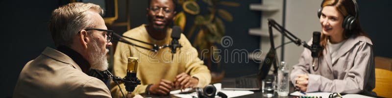 Man Having an Interview on Radio Stock Image - Image of microphone ...