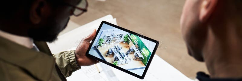 Header with Men Looking at Tablet Stock Photo - Image of project ...