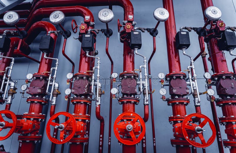 Header Pipes Valve Zone and Fire Alarm Control System at Industrial ...