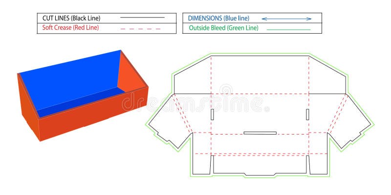 Side Open Book Box with Holding Notch, Book Cover Box Dieline Template ...