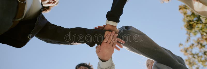Header of Teens Hands on Hands Stock Photo - Image of bond, cover ...