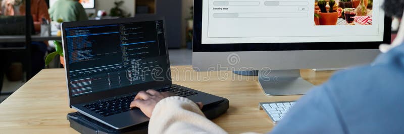 Man Decoding Data on Laptop Screen Stock Image - Image of graphics, generate: 373071727