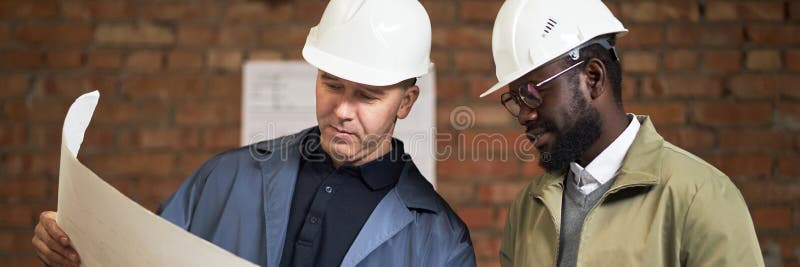 Header with Two Talented Construction Worker Stock Image - Image of ...