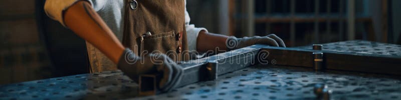 Worker Working with Metal Details in Factory Stock Image - Image of ...