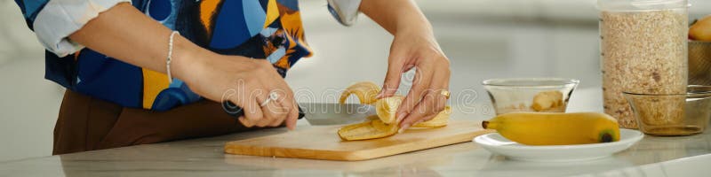 Woman Cutting Fruits for Breakfast Stock Image - Image of fruit ...