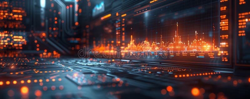 Headers. Financial Growth Chart Displayed on a Digital Screen with Data ...