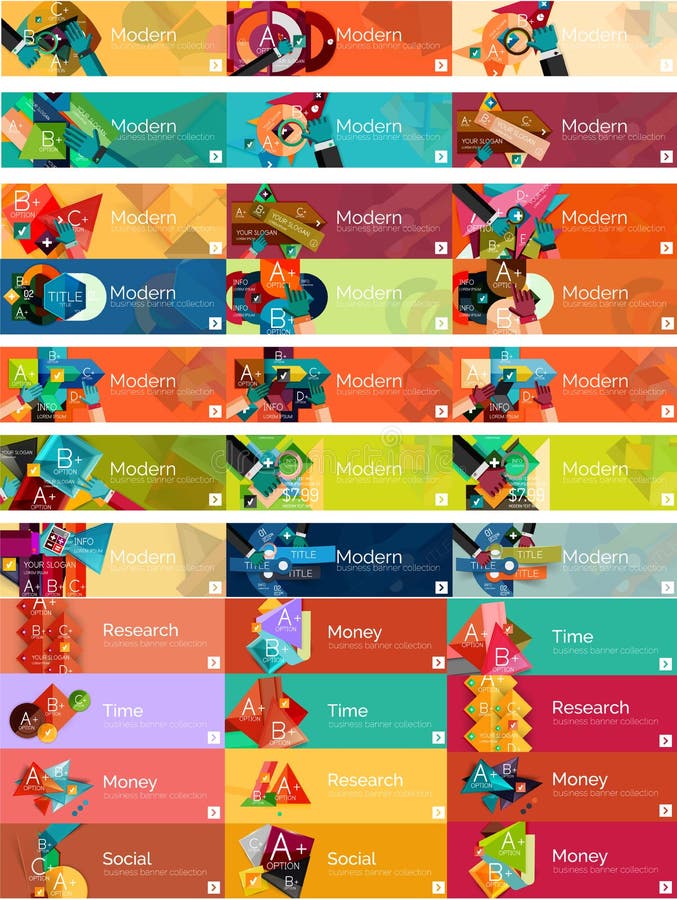 Headers, Flat Design Option Infographic Banners Stock Vector ...