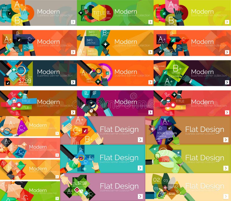 Headers, Flat Design Option Infographic Banners Stock Vector ...