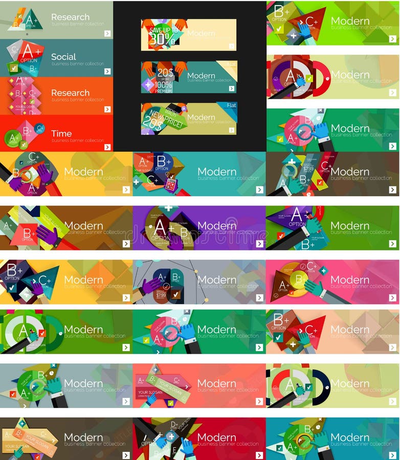 Headers, Flat Design Option Infographic Banners Stock Vector ...