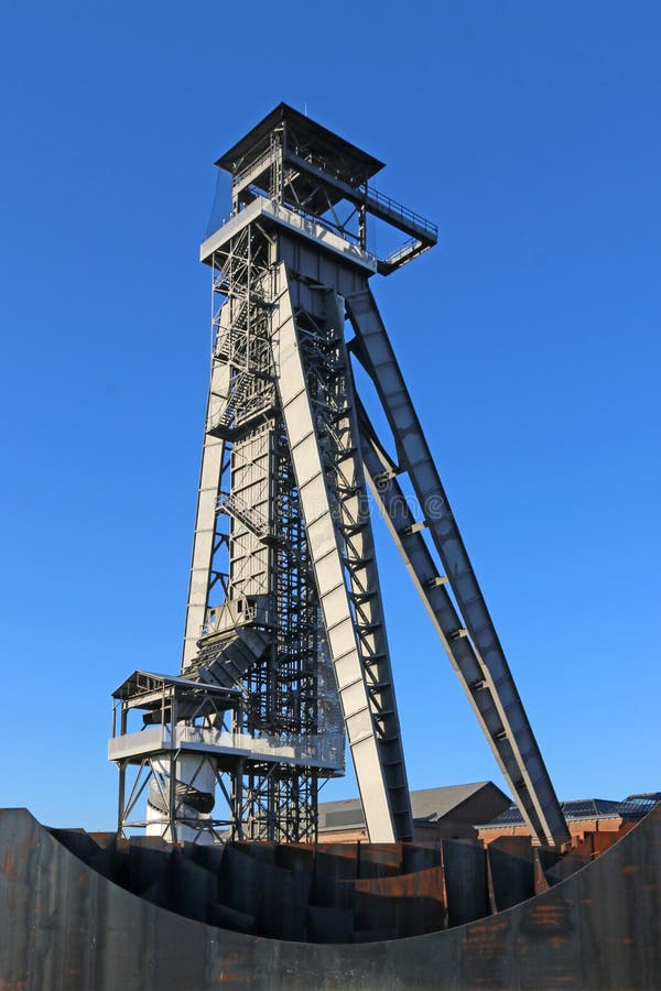 Headframe of C-mine in Belgium Stock Photo - Image of industrial, frame ...