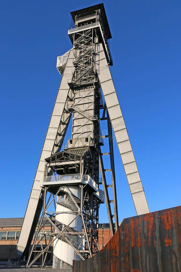 Headframe of C-mine in Belgium Stock Photo - Image of power, tower ...