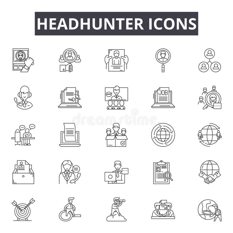 Headhunter Line Icons, Signs, Vector Set, Outline Illustration Concept ...