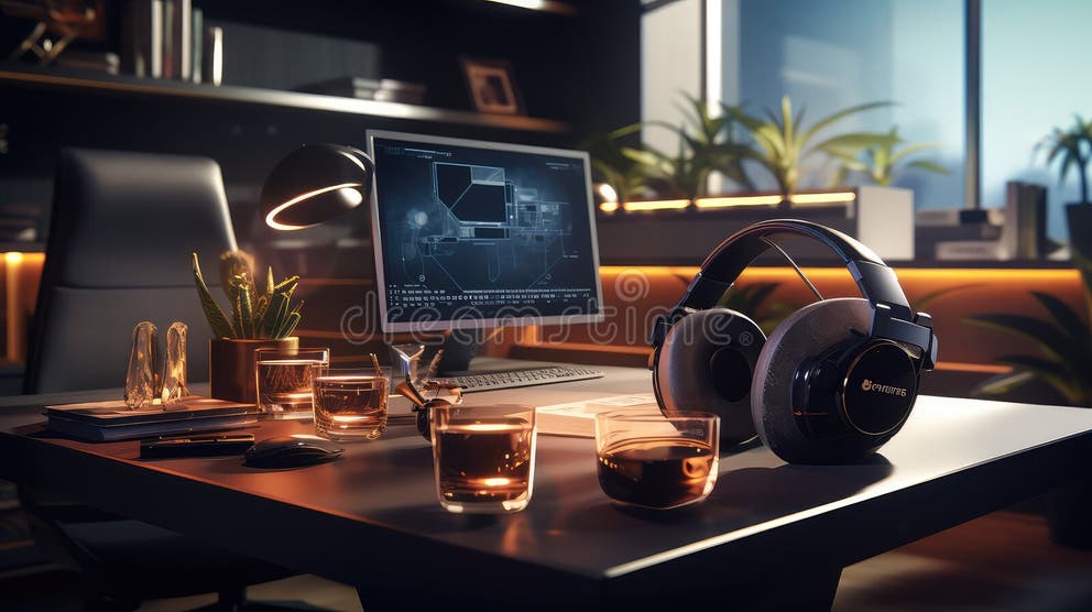 Headimmersive Virtual Reality Home Office Stock Illustration ...