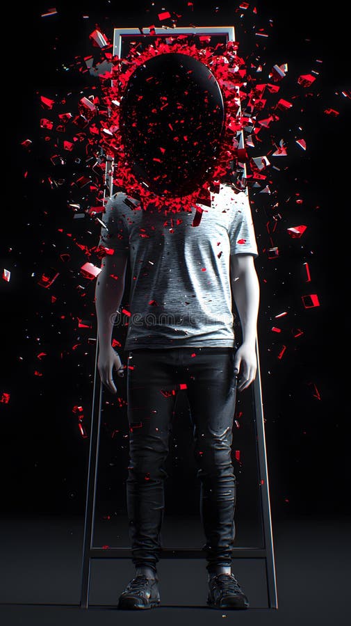 Headless Figure with Exploding Shards of Color Stock Photo - Image of ...