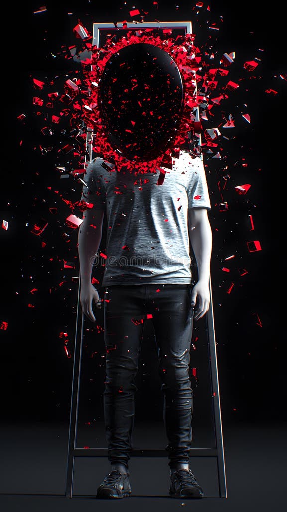 Headless Figure with Exploding Shards of Color Stock Photo - Image of ...