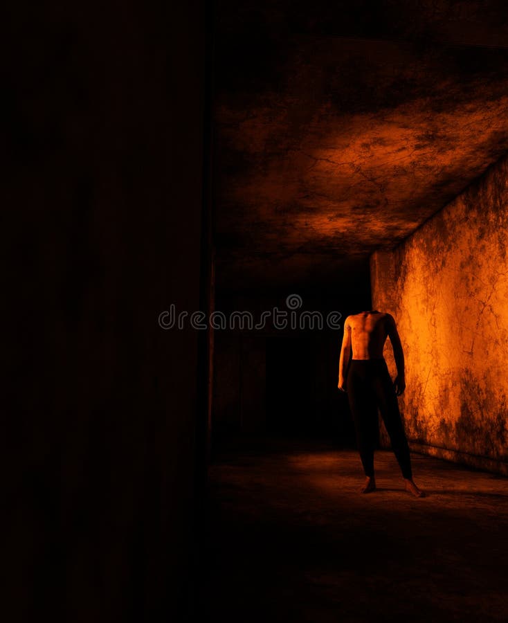 Headless Man in Haunted House Stock Illustration - Illustration of ...