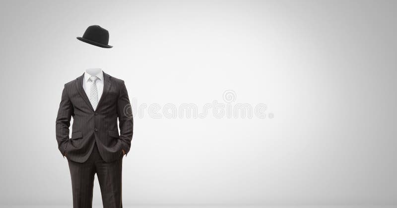 Headless Man with Surreal Floating Hat and Cog Gear Stock Illustration ...