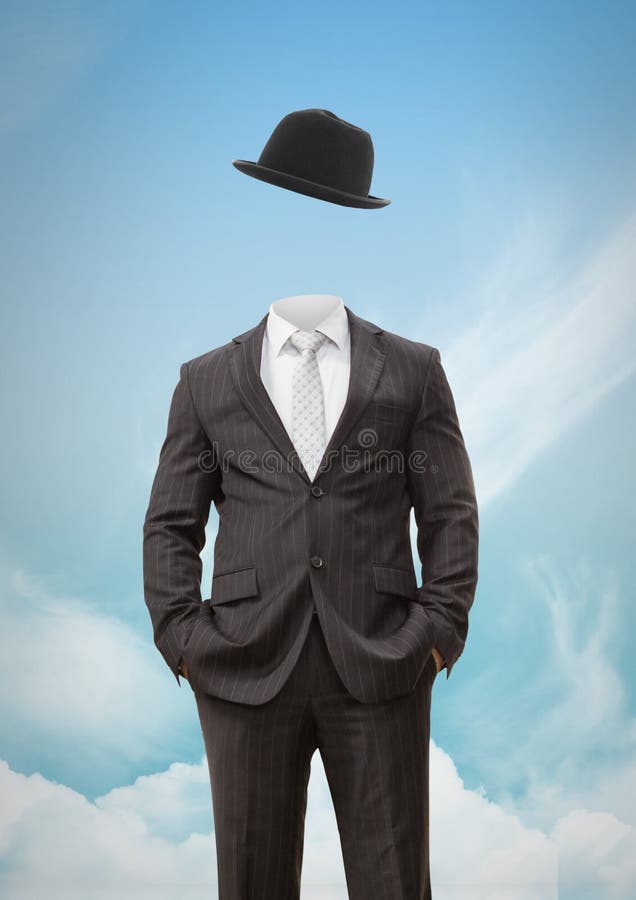Headless Man with Surreal Floating Hat and Up Arrow Stock Illustration ...