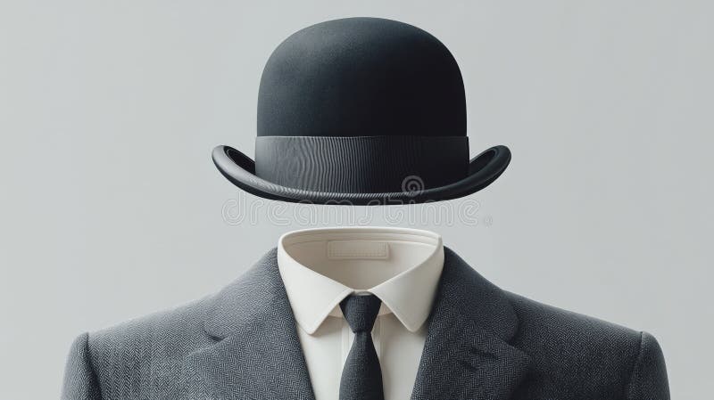 Headless Silhouette in Formal Suit and Bowler Hat Stock Photo - Image ...