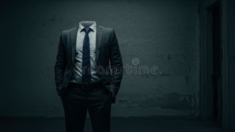 Headless Suit Walking Mysteriously in a Dark Corridor or Hallway Stock ...