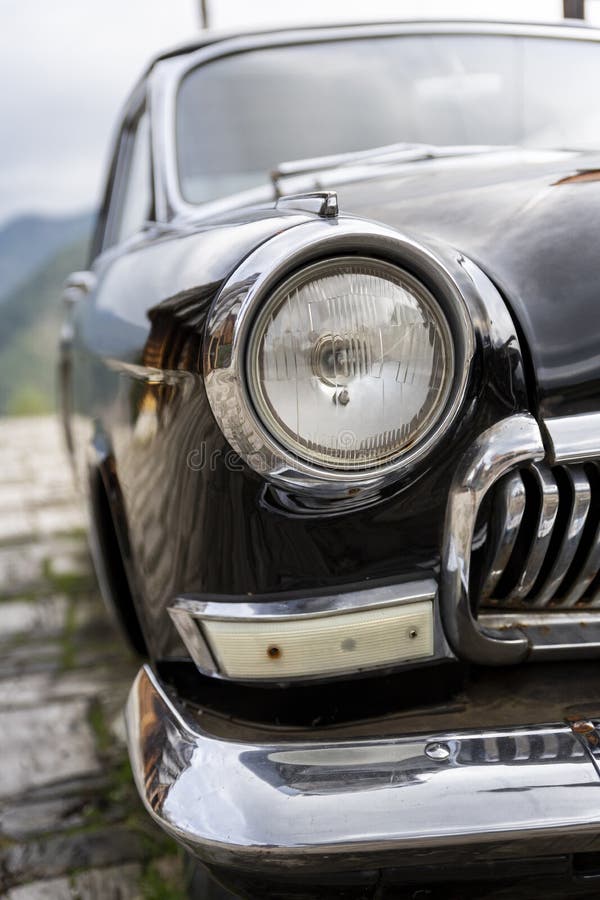 Headligh and Front Bumper of an Old Timer Car Stock Photo - Image of ...