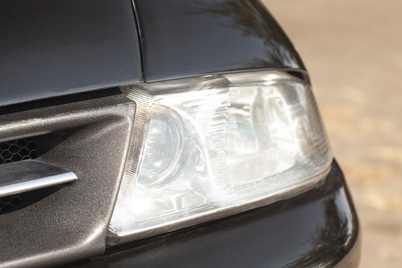 Headlight of Black Car. Led Car Headlight Stock Photo - Image of ...