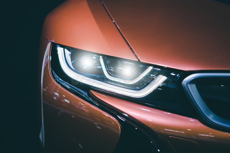 Headlight Car Projector/LED of a Modern Luxury Technology Stock Image ...