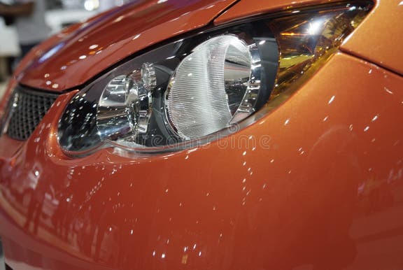 Headlight of compact car stock image. Image of reflector - 7386177