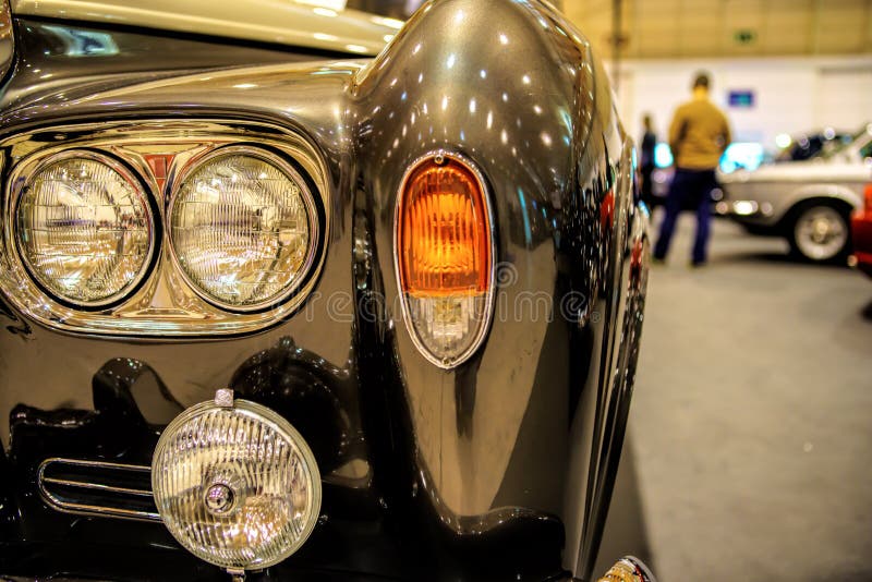 Headlight Lamp of Retro Classic Car Vintage Style Stock Photo - Image ...