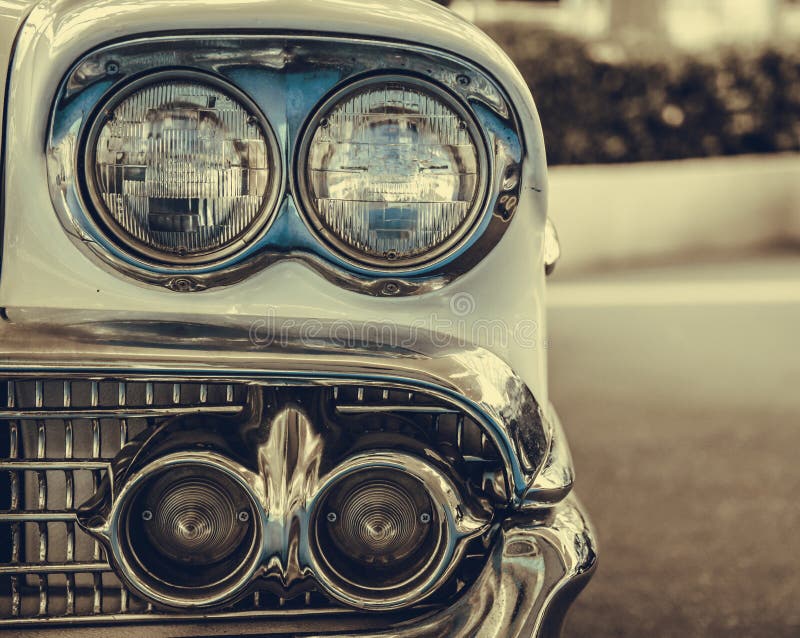 Headlight Lamp of Retro Classic Car Vintage Style Stock Image - Image ...