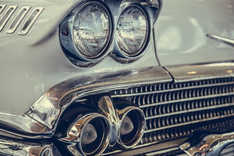 Headlight Lamp of Retro Classic Car Vintage Style Stock Image - Image ...