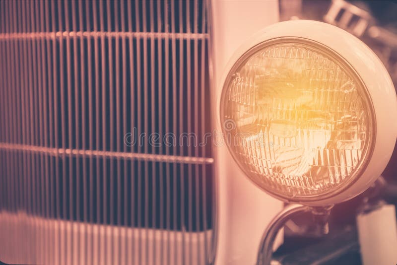 Headlight Lamp of Retro Classic Car Vintage Style Stock Photo - Image ...