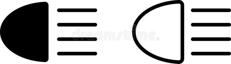 Headlight, Light Indicator Dashboard Icon. Vector High Beam. Car Light ...