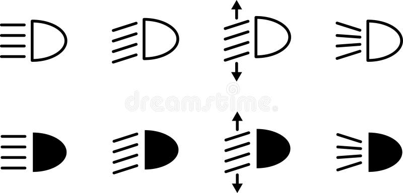 Headlight, Light Indicator Dashboard Icon. Vector High Beam. Car Light ...
