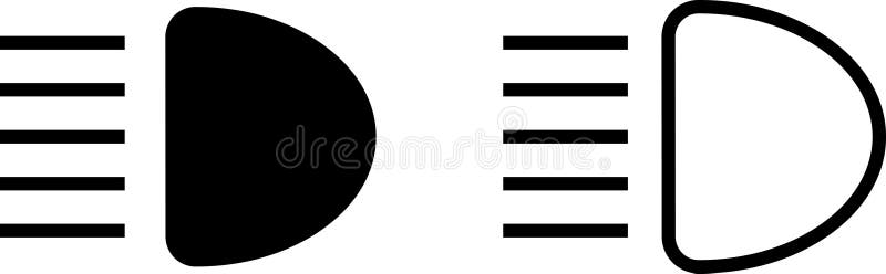 Headlight, Light Indicator Dashboard Icon. Vector High Beam. Car Light ...