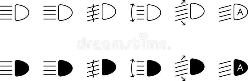 Headlight, Light Indicator Dashboard Icon. Vector High Beam. Car Light ...