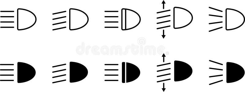 Headlight, Light Indicator Dashboard Icon. Vector High Beam. Car Light ...