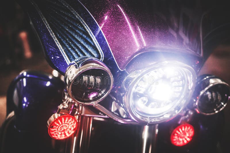 Headlight on motorcycle. editorial photo. Image of power - 139582346