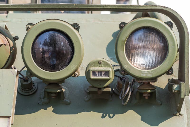 Headlight on a Old Military Vehicle. Stock Image - Image of sunny ...