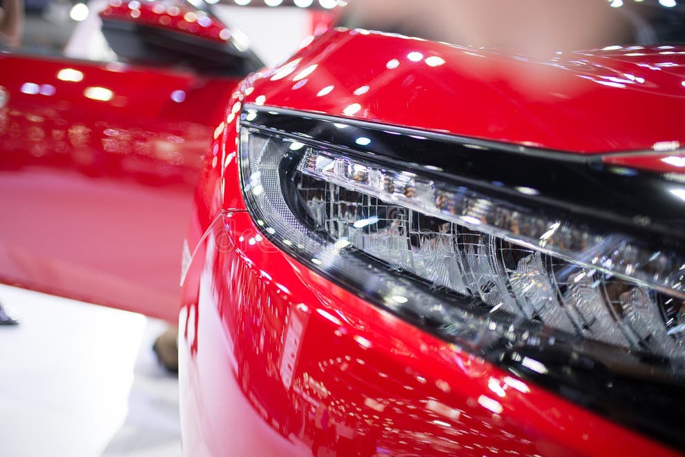 Headlight red car stock photo. Image of bumper, power - 105289340