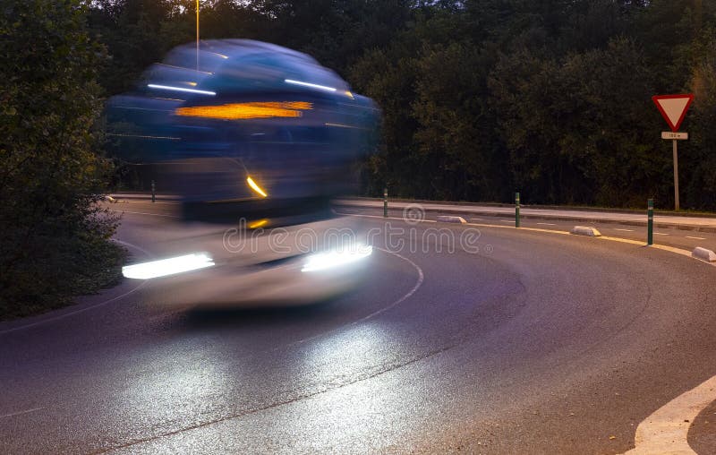 Man Approaching To Car With Headlights On, Night Negotiations With ...