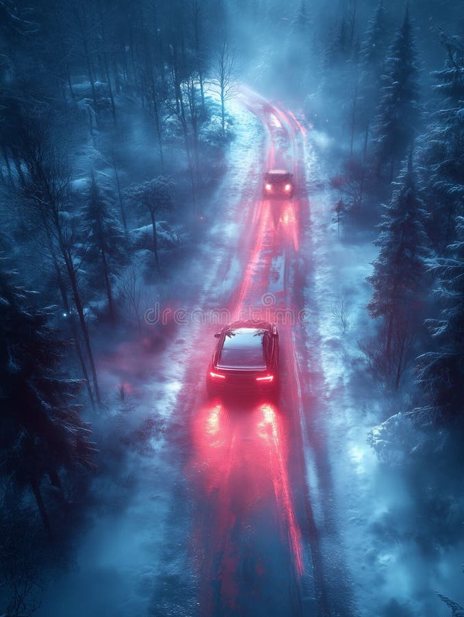 Headlights Breaking the Night Road Stock Illustration - Illustration of ...