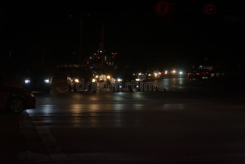 Headlights at night stock image. Image of morning, dusk - 256001455