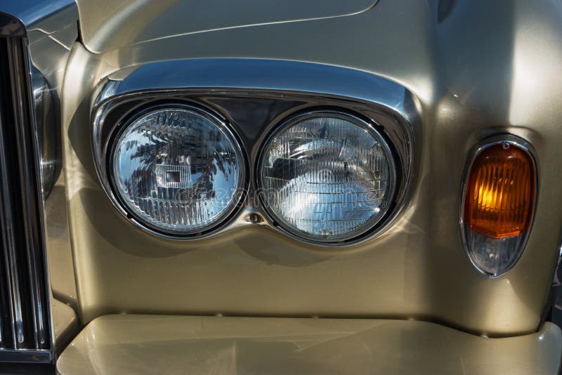 Headlights of an old car stock image. Image of design - 94465427