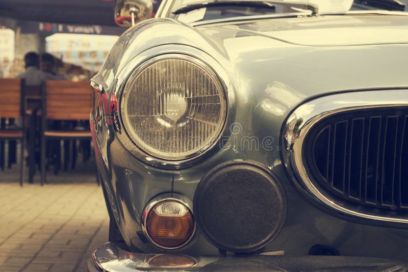 Headlights of an Old Vintage Car. Stock Image - Image of muted ...