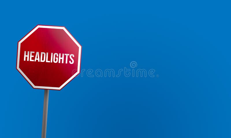 Headlights - Red Sign with Blue Sky Stock Illustration - Illustration ...