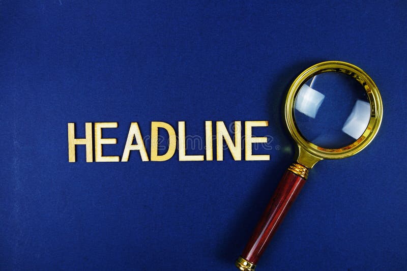 Headline Alphabet Letters Magnifying Glass Navy Blue Background Stock ...